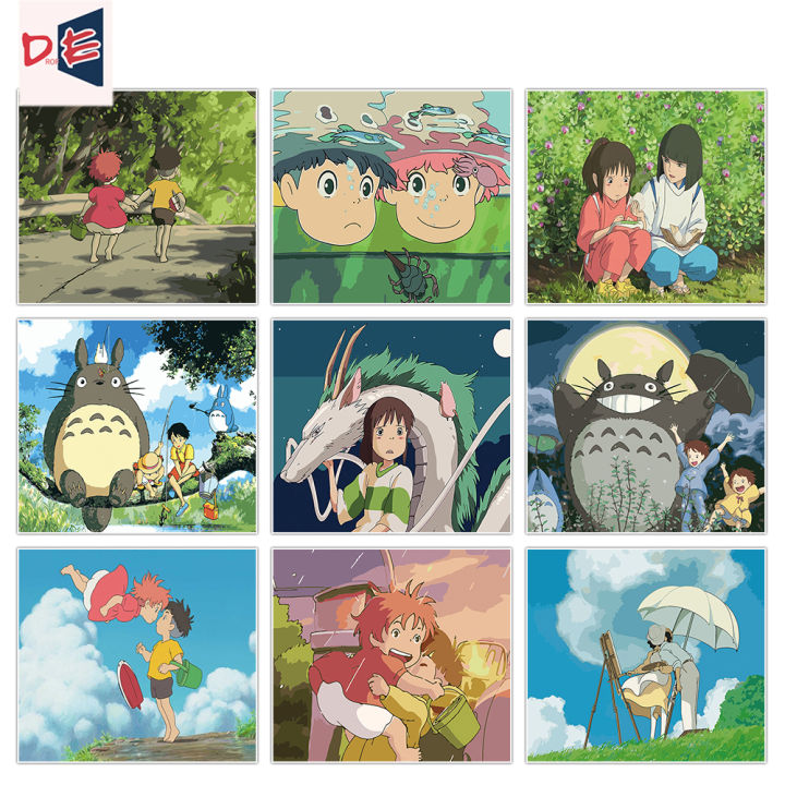 [DROFE] ระบายสีด้วยตัวเลข40*50กรอบรูปดีไอวาย Hayao Miyazaki ทำงานคอลเลก ...