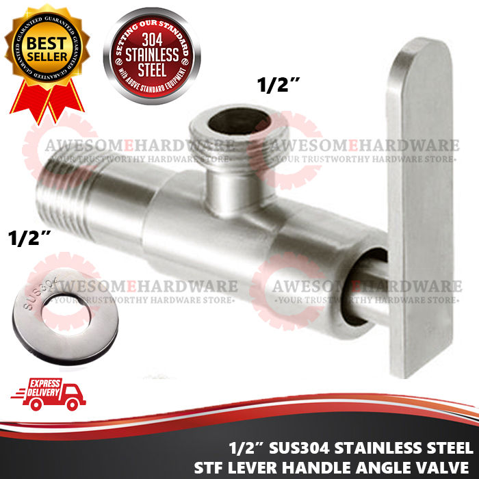 1/2" SUS304 STAINLESS STEEL STF LEVER HANDLE ANGLE VALVE TAP STOPCOCK ...