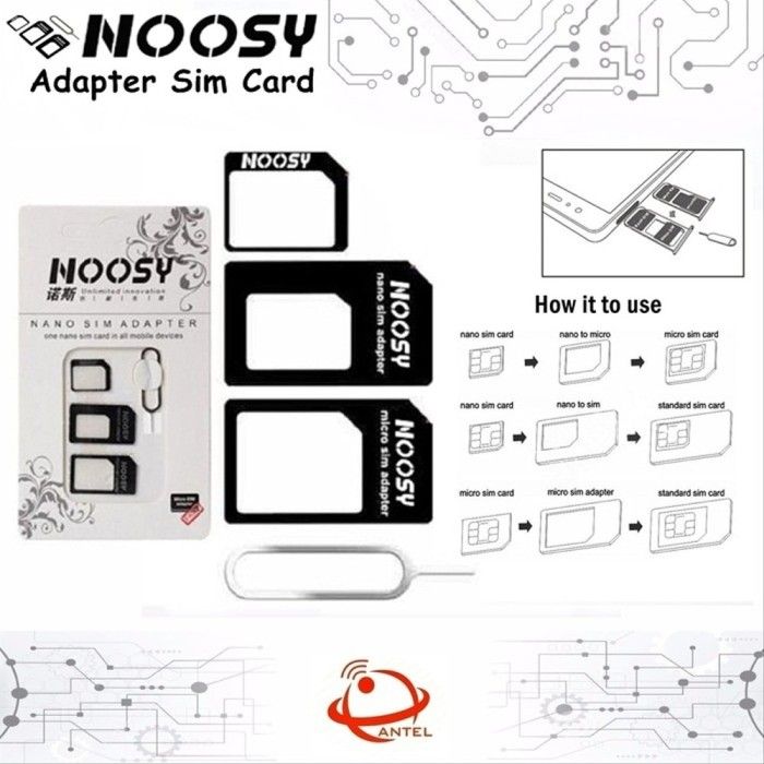 Sim Card Adapters Kits 3-in-1 Nano to Micro/Standard SIM with Eject Pin ...