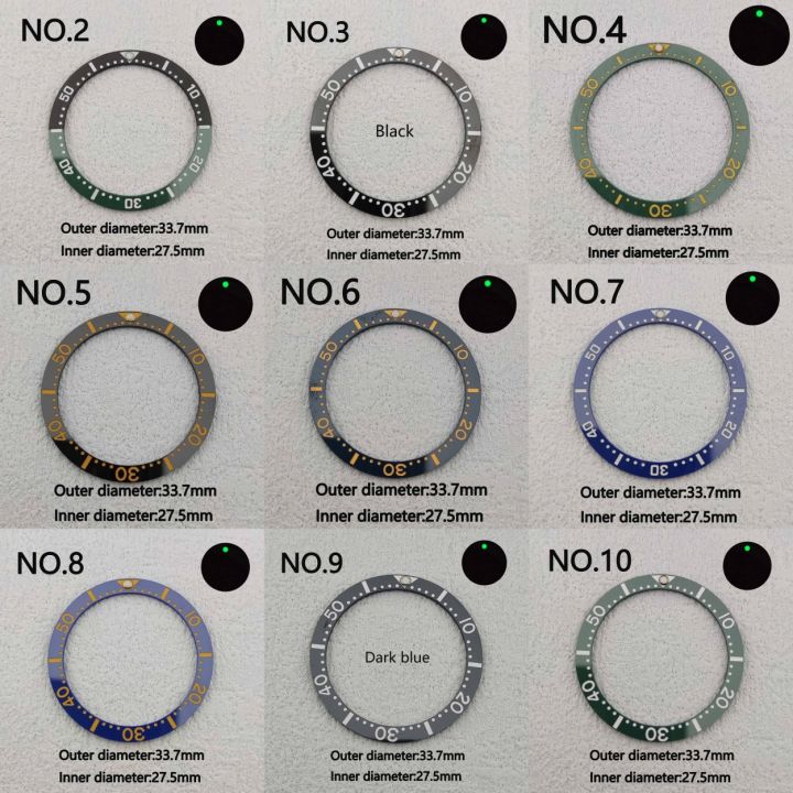 Flat Ceramic Bezel Insert 33.7mmx27.5mm Seiko substitute watch insert ...