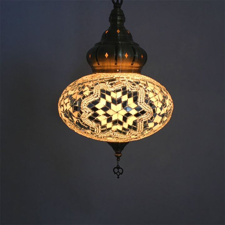 Big Size Mediterranean Turkish Mosaic Pendant Lamp Stained Glass Globe ...