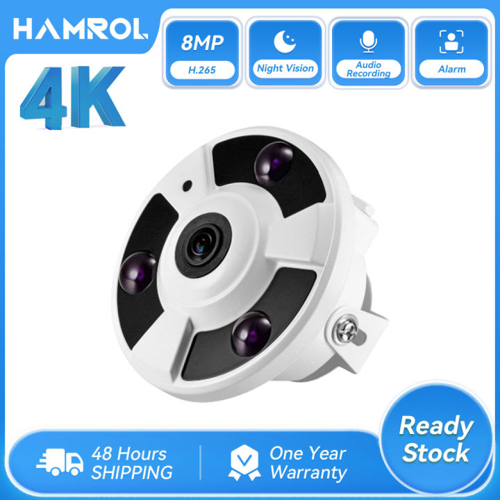 Hamrol 4K 8MP 1.7MM Fisheye Lens Face Detection H.265 5MP 4MP HD IP ...