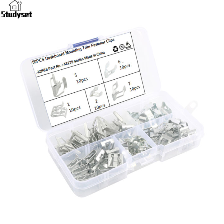 Studyset IN stock 50Pcs 10 Sizes Dashboard Moulding Trim Fastener Clip ...