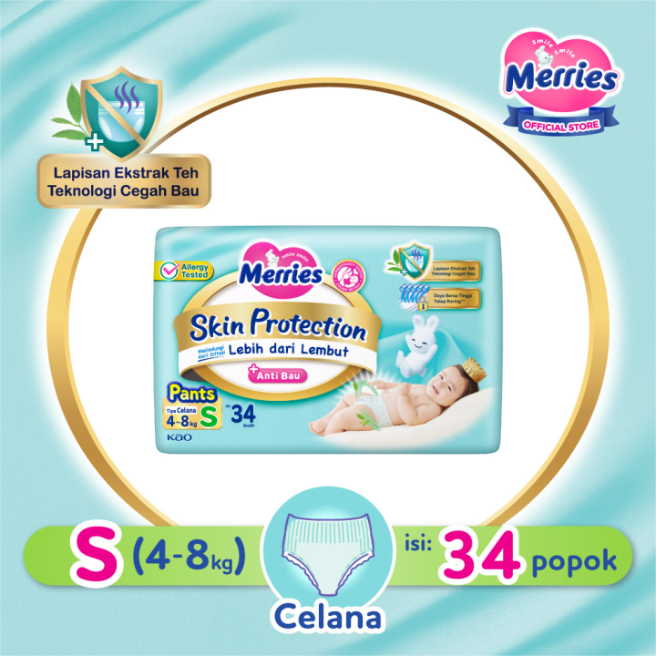 Merries Skin Protection Popok Perlengkapan Bayi Anti Bau Tipe Celana (4 ...