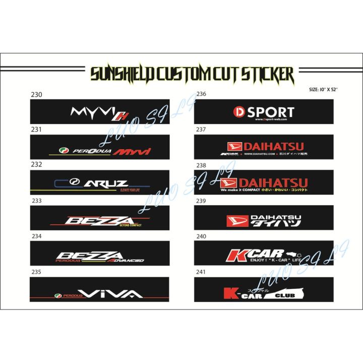 Front Windscreen Windshield Window Sticker MYVI BEZZA VIVA ARUZ SPORT ...