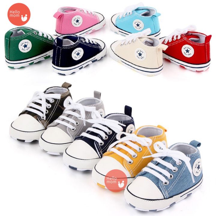 Hellomom Newborn Baby Boys Girls Fashion Cute Canvas Soft Sole Non-slip ...