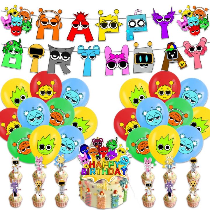SATELLITE 30pcs Sprunki Theme Cake Topper Backdrop Rhythm Box Sprunki ...
