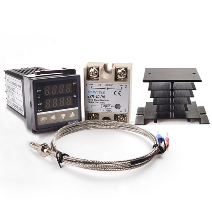 Digital PID Temperature Controller REX-C100 REX C100 thermostat + 40DA SSR Relay+ K Thermocouple ...