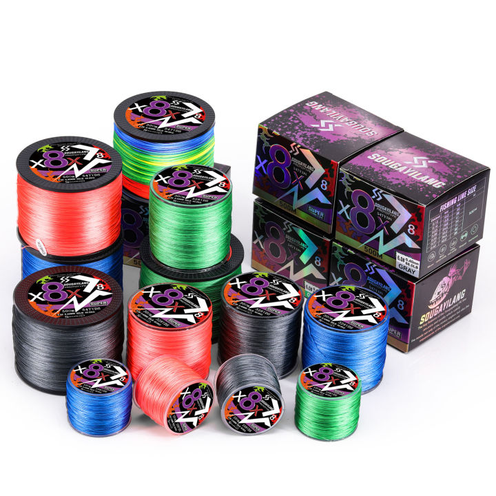 Sougayilang 5 Colors 100m/300m/500m PE Braided X8 Strand Fishing Line ...