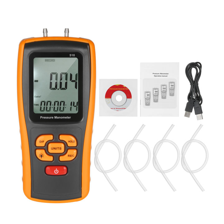 Precision Digital Manometer ±10 kPa Air Pressure Meter Differential ...