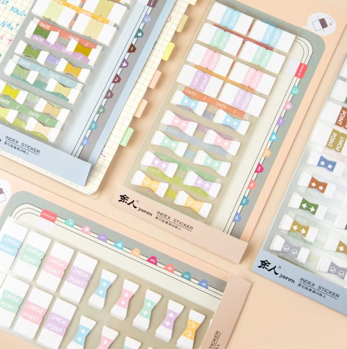 Macaron Retro Color Series Index Sticker Tabs Set Student Office ...