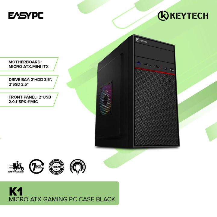 EasyPC | Keytech K1 Micro ATX Gaming PC Case Black Desktop Casings ...