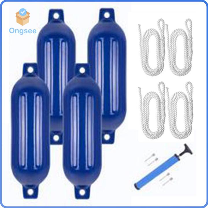 Ongsee 4x Boat Fenders Boat Bumpers Fenders with 4 Ropes 1 Air Pump ...