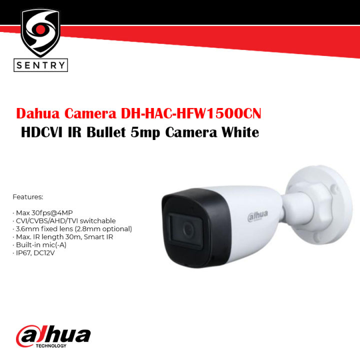 Dahua DH-HAC-HFW1500CN-A 5MP HDCVI IR Bullet camera white | Lazada PH