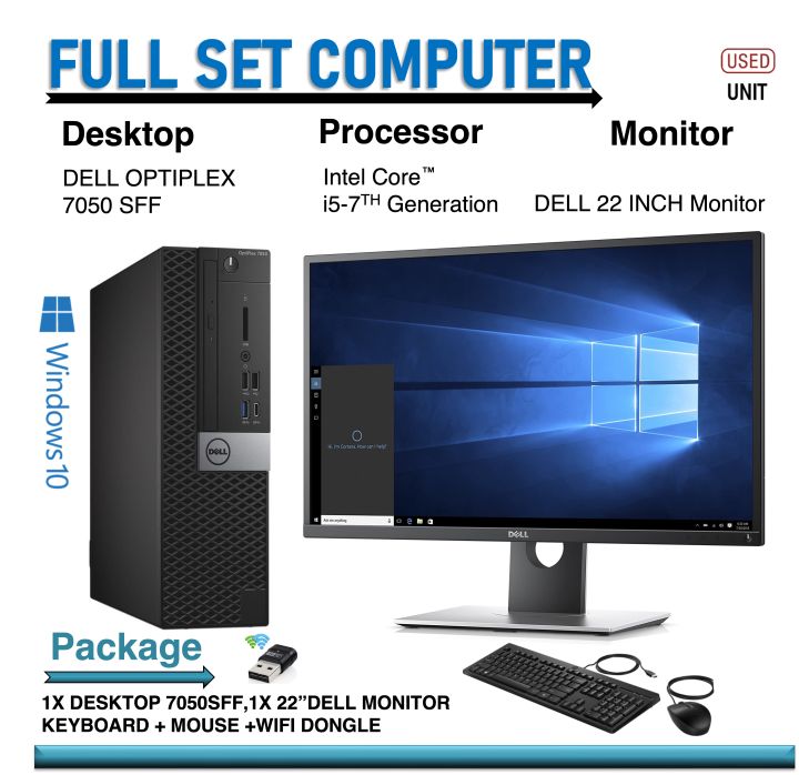 Dell Optiplex 7050 SFF Business Desktop PC + 22" Dell Monitor (intel ...