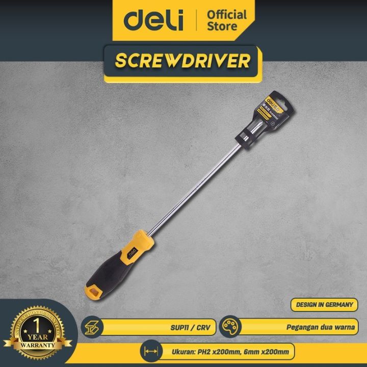Deli Slotted Screwdriver 6x150mm EDL6361501 - Obeng Minus Deli | Lazada Indonesia