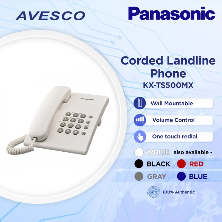 Panasonic Corded Telephone | KX-TS500MX | 3 Level Ringer Volume | Switchable Tone / Pulse ...