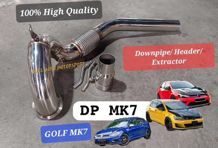 VW MK7 1.4, 2.0, Golf R Downpipe Header Extractor Exhaust Stainless ...