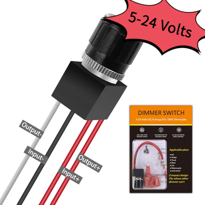 12 Volt DC Dimmer Switch PWM for LED RV Lights Interior, 5-24 Volts LED ...