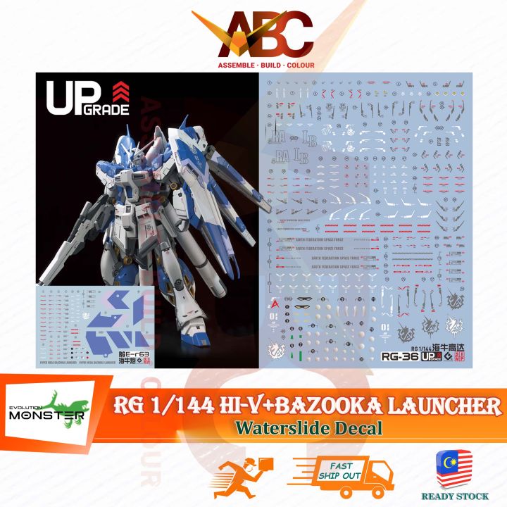 (Evo Monster) Waterslide Decal - RG 1/144 Hi Nu + Hyper Mega Bazooka Launcher (Fluorescent) RX ...