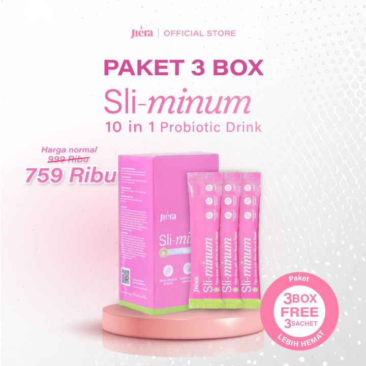 JIERA Sli-Minum | 3 Box 33 Sachet | 10-in-1 Probiotic Drink with Shine ...