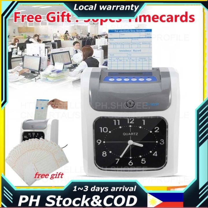 【Free 50pcs Timecard】Electronic Employee Time Clock Recorder Attendance ...