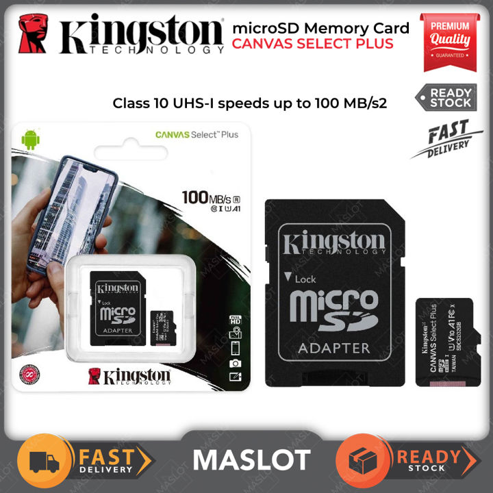 Kingston Canvas Select Plus 100R Micro SD (SDCS2) Class 10 Memory Card MB100/S ( 16GB / 32GB ...