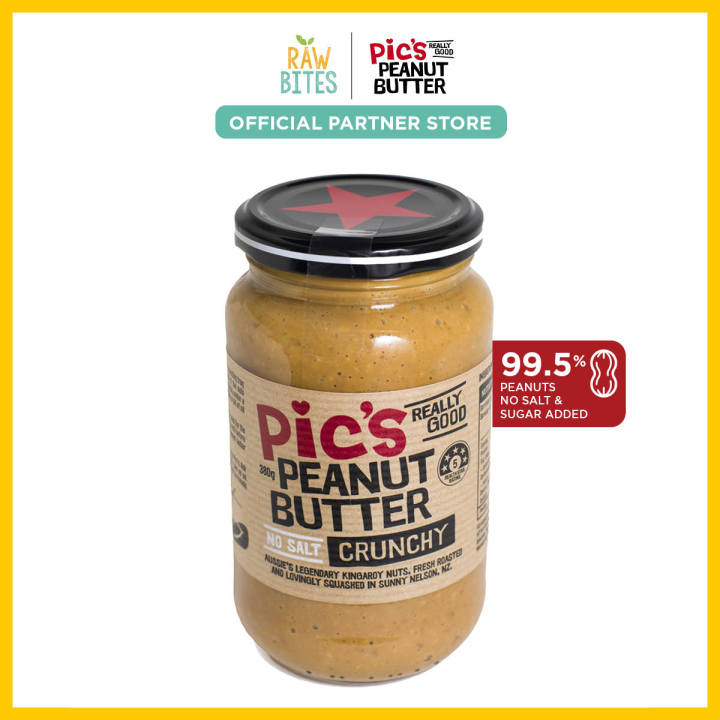 Pic's No Salt Added Crunchy Peanut Butter 380g (100% Peanuts, No Added ...