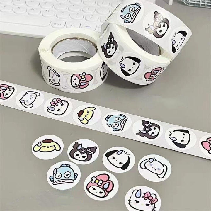 Hourser 500pcs/Roll Sanrio Stickers Cute Cartoon Kuromi Cinnamoroll ...