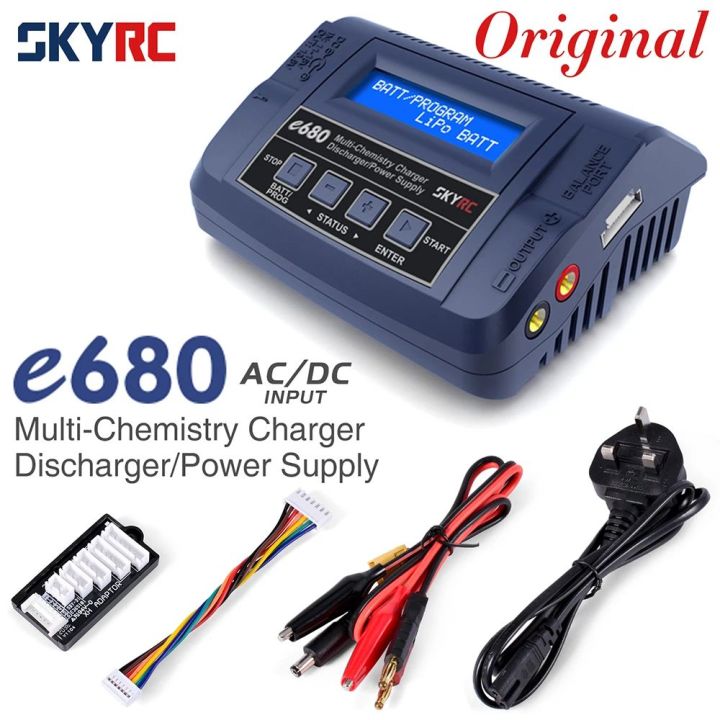 SKYRC Charger e680 80W 8A AC/DC Balance Charger Discharger with 1 To 8 cable for 1-6S Lipo Li ...
