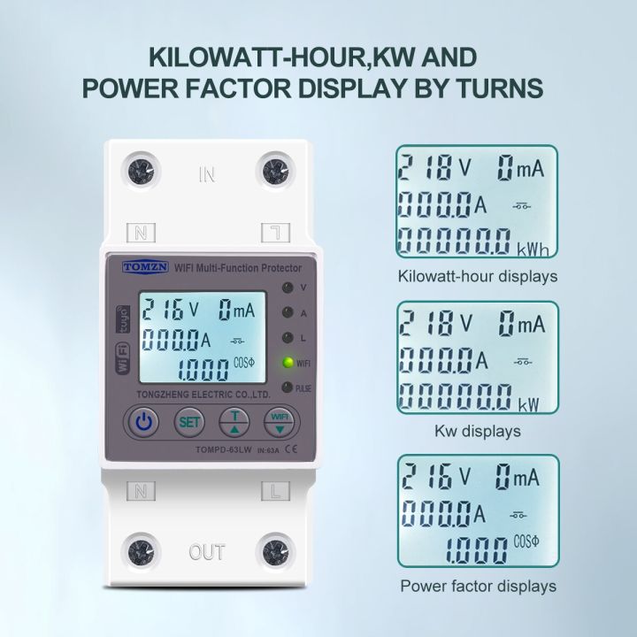 Official Shipment TOMZN 63A WIFI Smart Energy Meter Kwh Metering ...