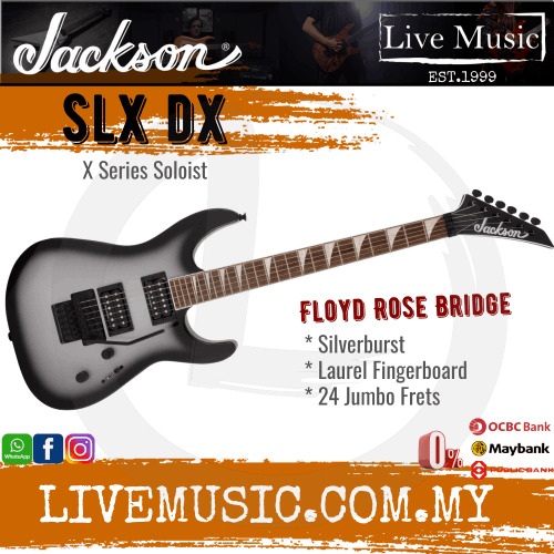 Jackson X Series Soloist SLX DX Electric Guitar, Laurel FB, Silverburst ...