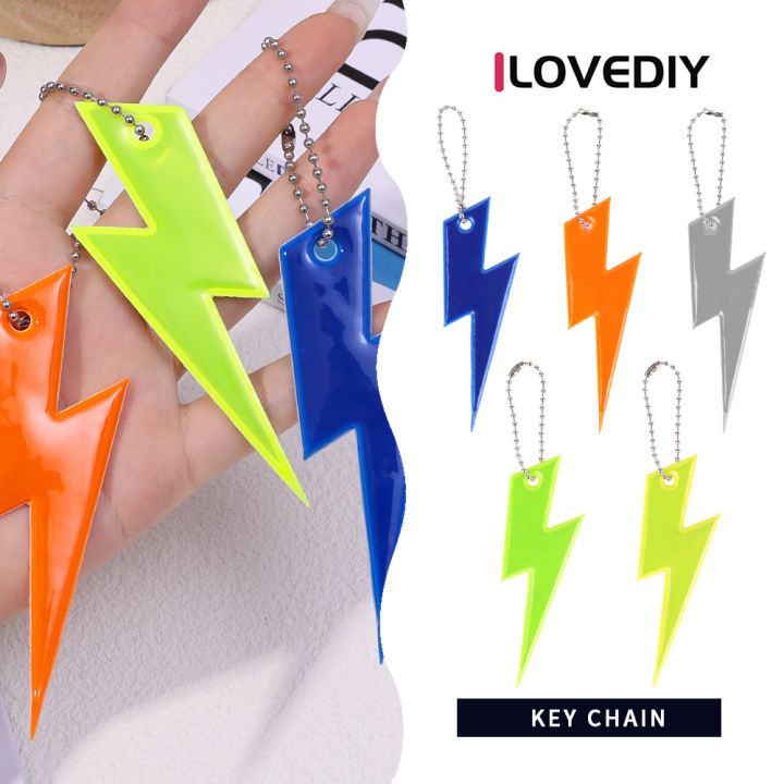 [ILOVEDIY] Colorful Lightning Shape Reflective Keychain Creative Bag ...