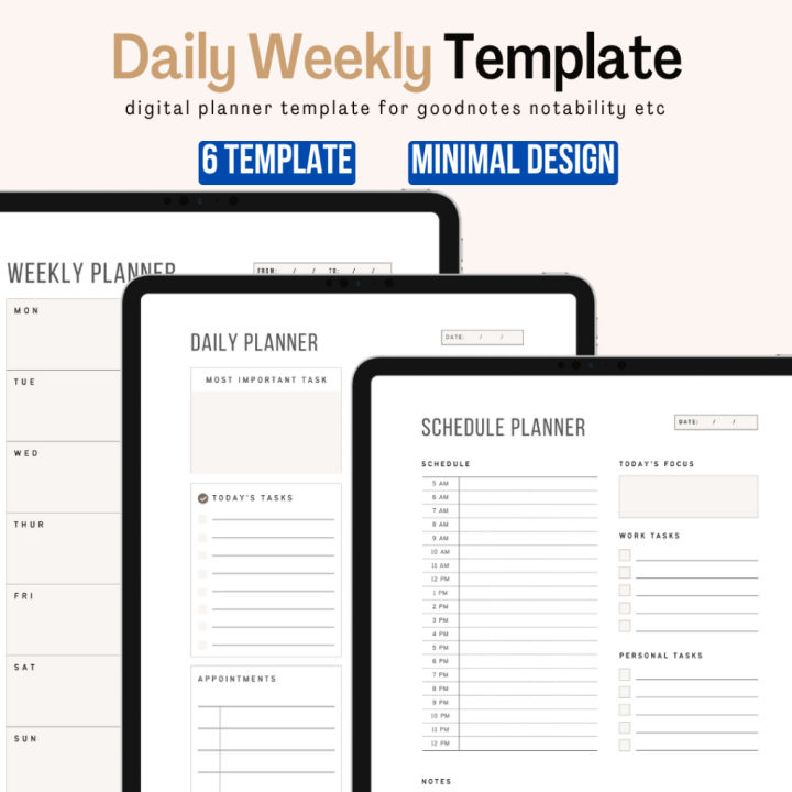 Daily Weekly Planner Template Digital Perancang Digital Harian Mingguan ...