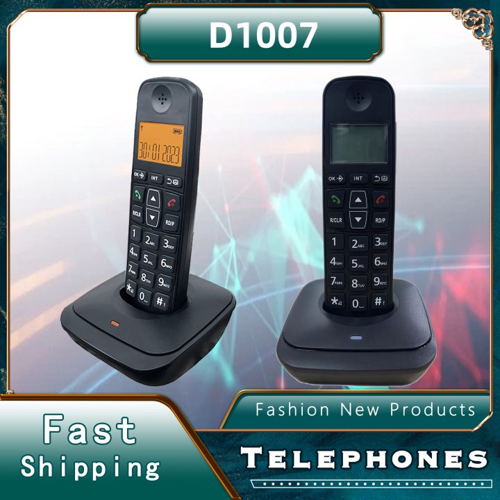 D1007โทรศัพท์พื้นฐานการโทรแบบแฮนด์ฟรีแบบไร้สายพร้อมจอแสดงผลการโทรและการส่งต่อสายสำหรับ Office ...