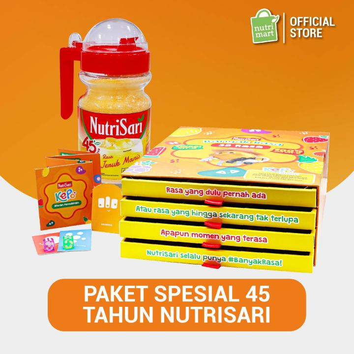 Paket Spesial 45 Tahun NutriSari – 45 Rasa NutriSari (1 Botol Kaca Nostalgia, 1 Box 250 gram, 2 ...