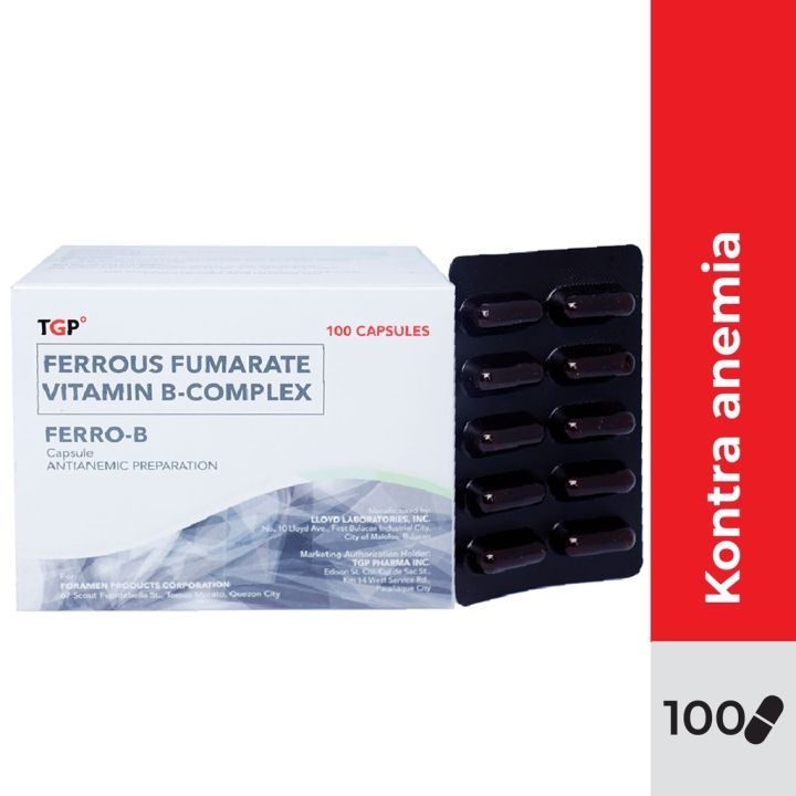 Ferro-B 1 BOX Ferrous Fumarate Vitamin B Complex 500mg 230mcg 2mg 3mcg ...