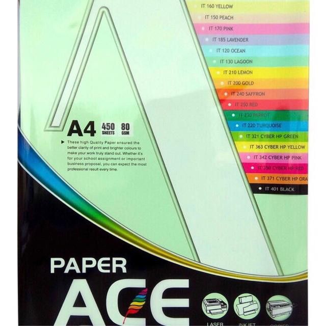 ACE A4 Colour Paper 80gsm (450's) | Lazada