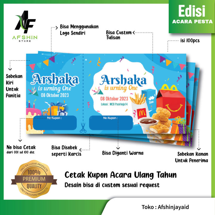 Kupon Acara Ulang Tahun Pembagian Snack Makanan Souvenir Acara Happy ...