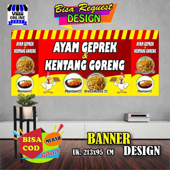 Spanduk Banner Ayam Geprek Dan Kentang Goreng Untuk Meja Tampak Depan ...
