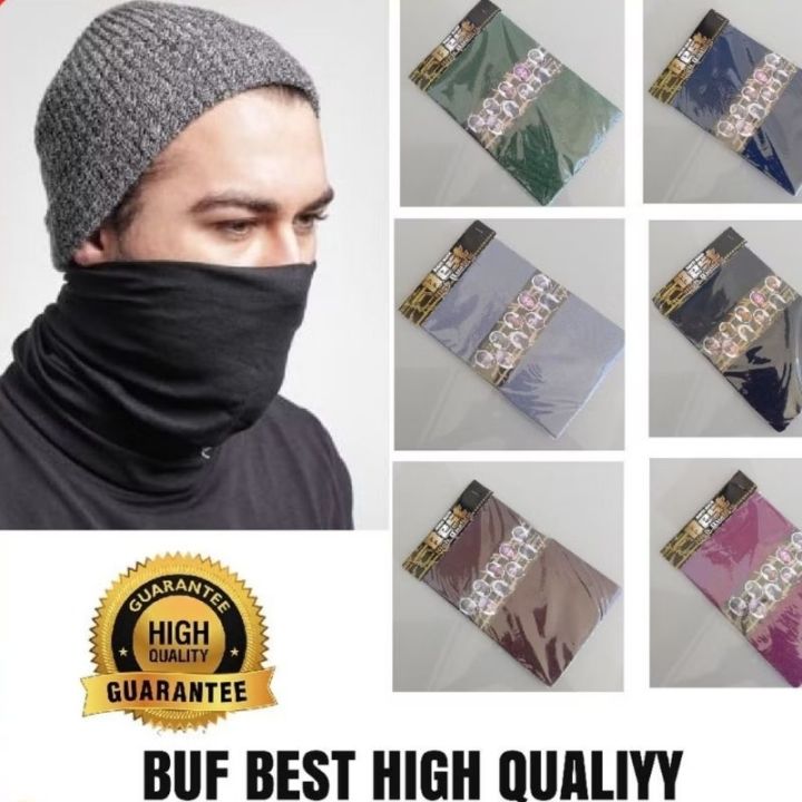 Masker Buff Bandana Multifungsi Hitam Polos Pria Wanita Bahan Jersey ...