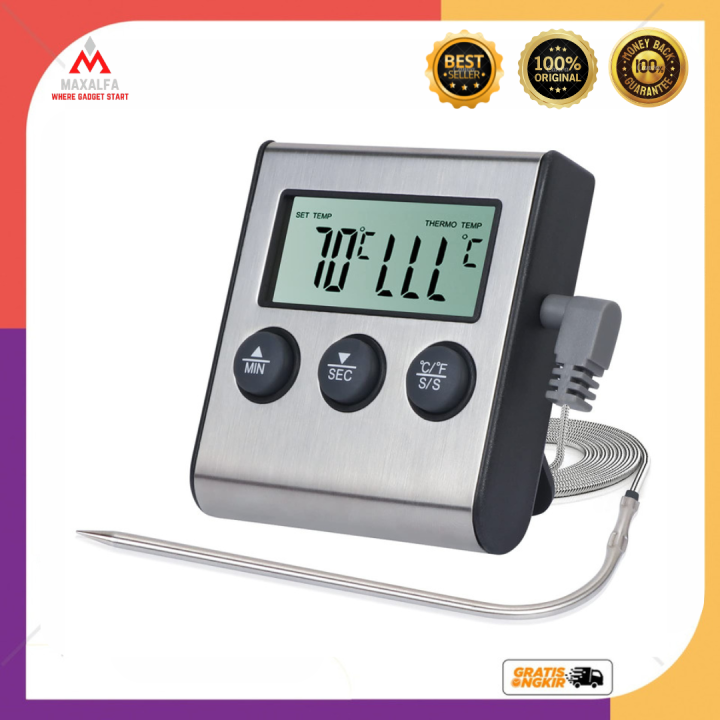 Thermometer digital timer Kitchen D24 masak suhu Makanan Stainless ...