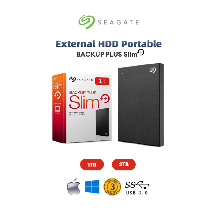 Seagate Plus Slim 1TB 2TB External Hard Drive For Mac and Windows ...