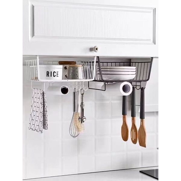 Under Shelf Basket Rack Storage Organizer Holder For Kitchen Pantry ...