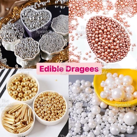 LUXE Series Edible Sprinkles Dragees Metallic Gold Rosegold Dragees ...