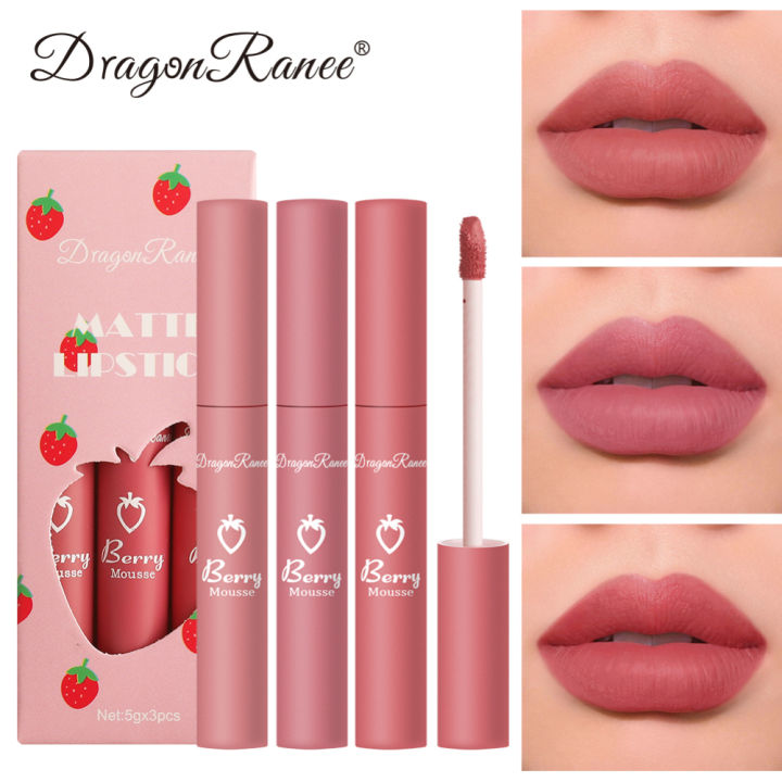 DRAGON RANEE liptint 3pcs/Set Matte Velvet Lip Glaze Waterproof Long ...
