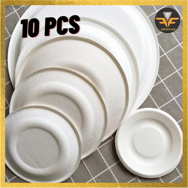 Plate Piring Kertas Eco Green Import Premium 1 Pack Piring Tebal Tahan Panas Premium isi 10 Pcs ...
