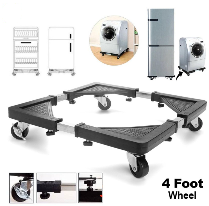 4 Foot Wheel Adjustable Washing Machine Base Refrigerator Bracket Stand ...
