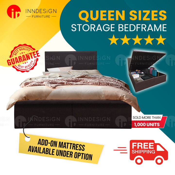[INNDESIGN.SG] Queen Size PVC Storage Bed Frame (Fully Assembled and ...