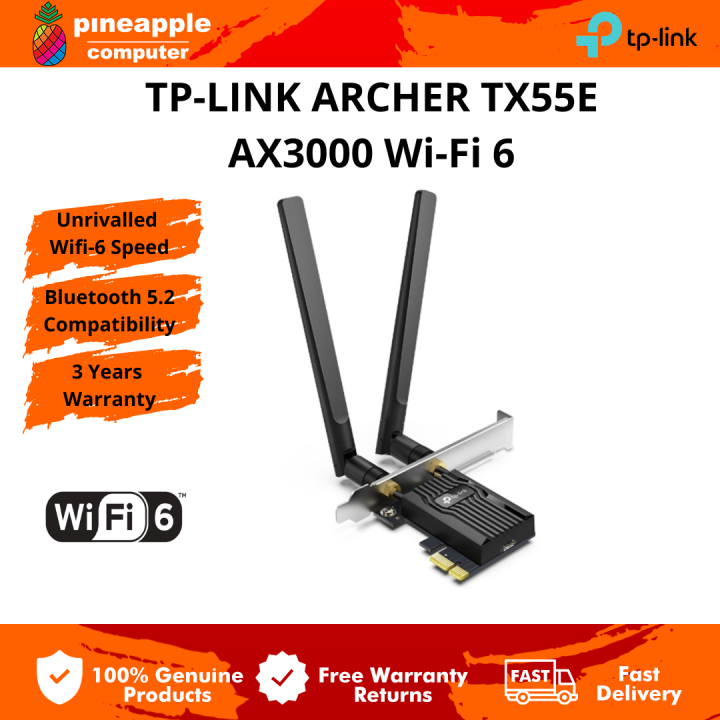 TP-Link Archer TX55E AX3000 Wi-Fi 6 Bluetooth 5.2 PCIe Adapter | Lazada